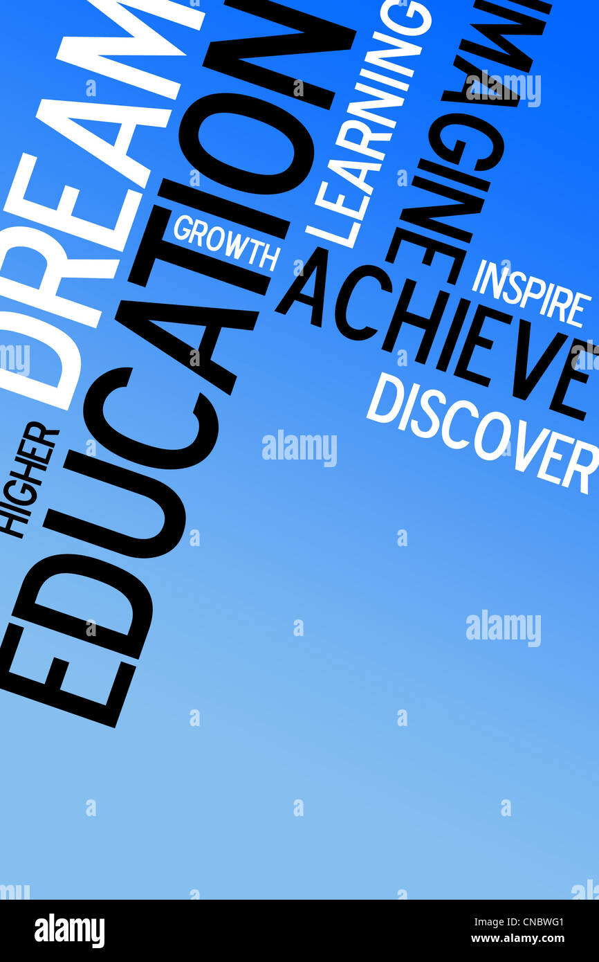 An educational montage with text over a blue background. Plenty of copy ...