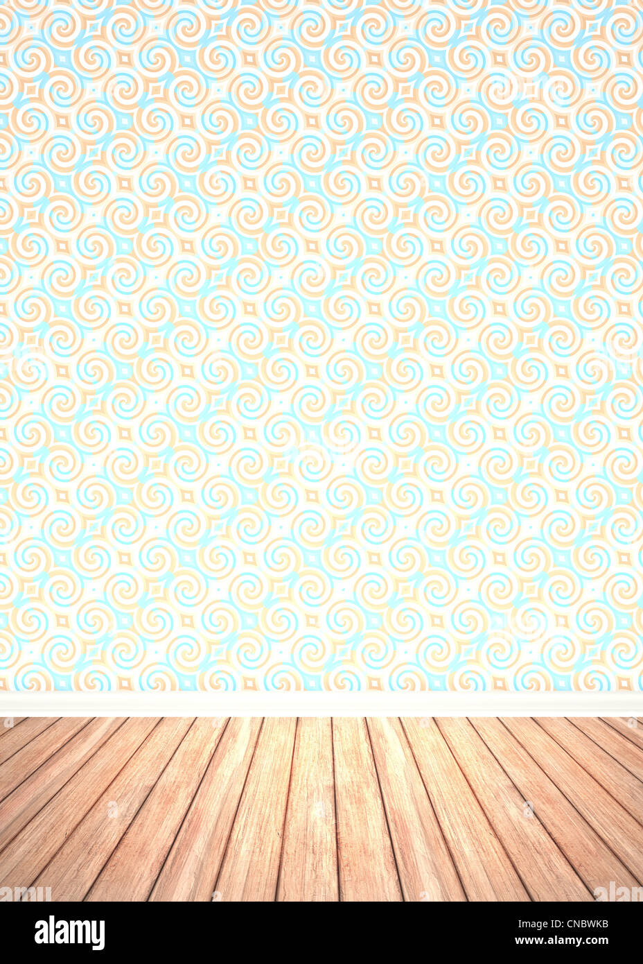 An empty room interior backdrop with hard wood flooring and a vintage ...