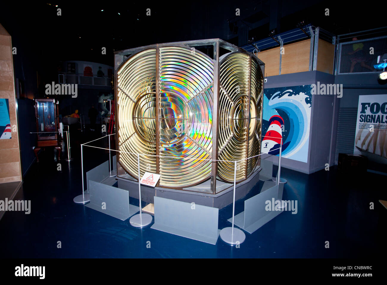 A lighthouse lens displayed inside the National Maritime Museum in ...