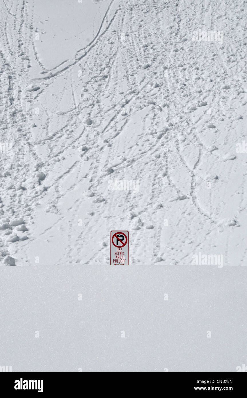 warning sign in snow Stock Photo - Alamy