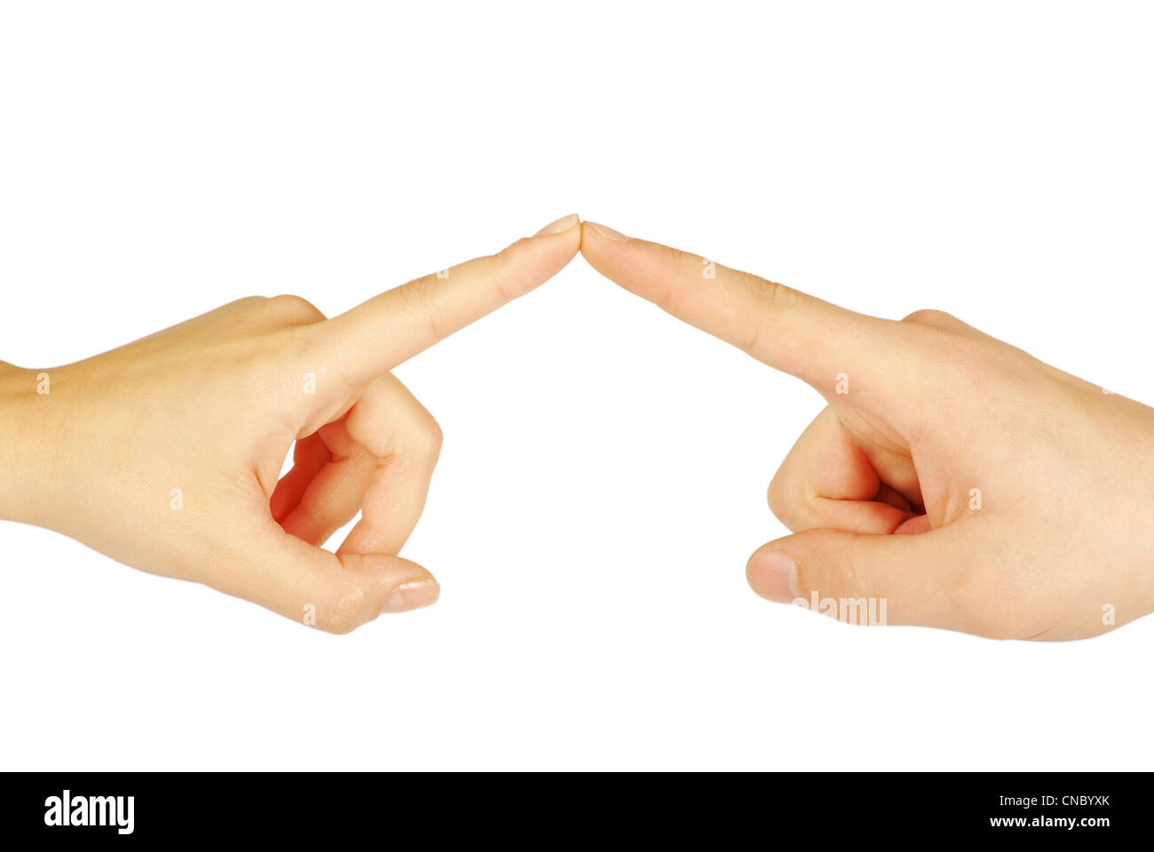 Teenager touching by fingers, isolated on white Stock Photo - Alamy