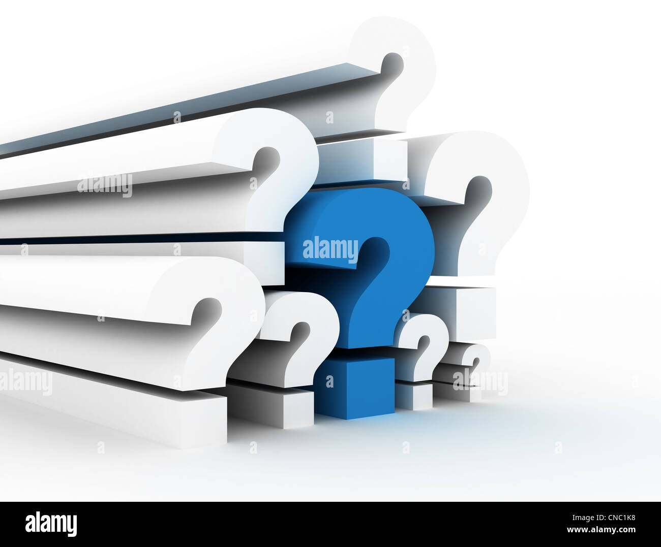 Question marks 3d render single blue Stock Photo - Alamy
