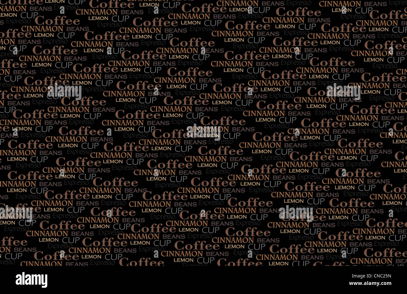 Coffee words background Stock Photo - Alamy