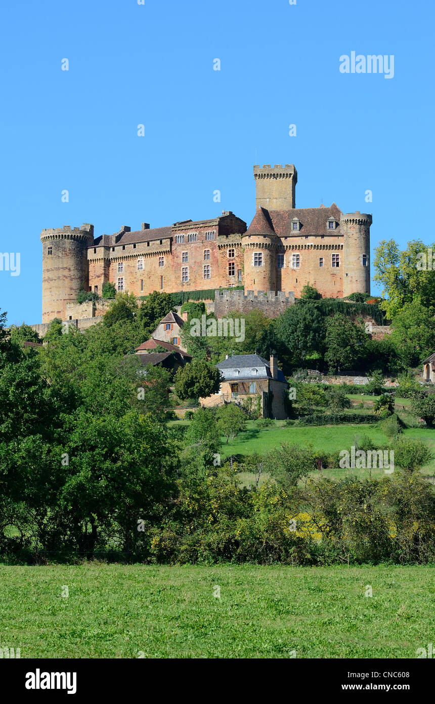 France, Lot, Haut Quercy, Dordogne valley, Castelnau Bretenoux castle ...