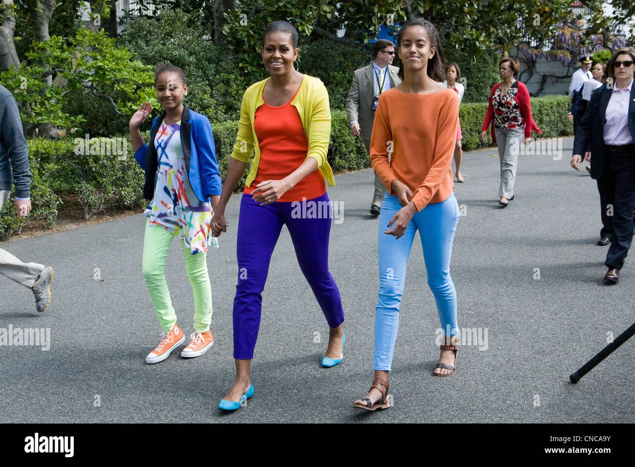 First Lady Michelle Obama and daughters Sasha and Malia at the 2012 ...