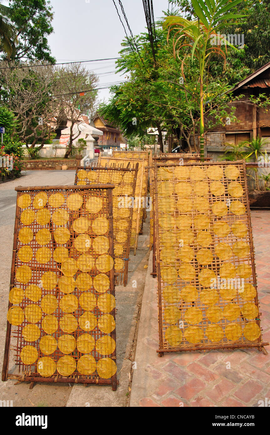 Crispy rice cakes drying in the sun, Luang Prabang, Luang Prabang ...
