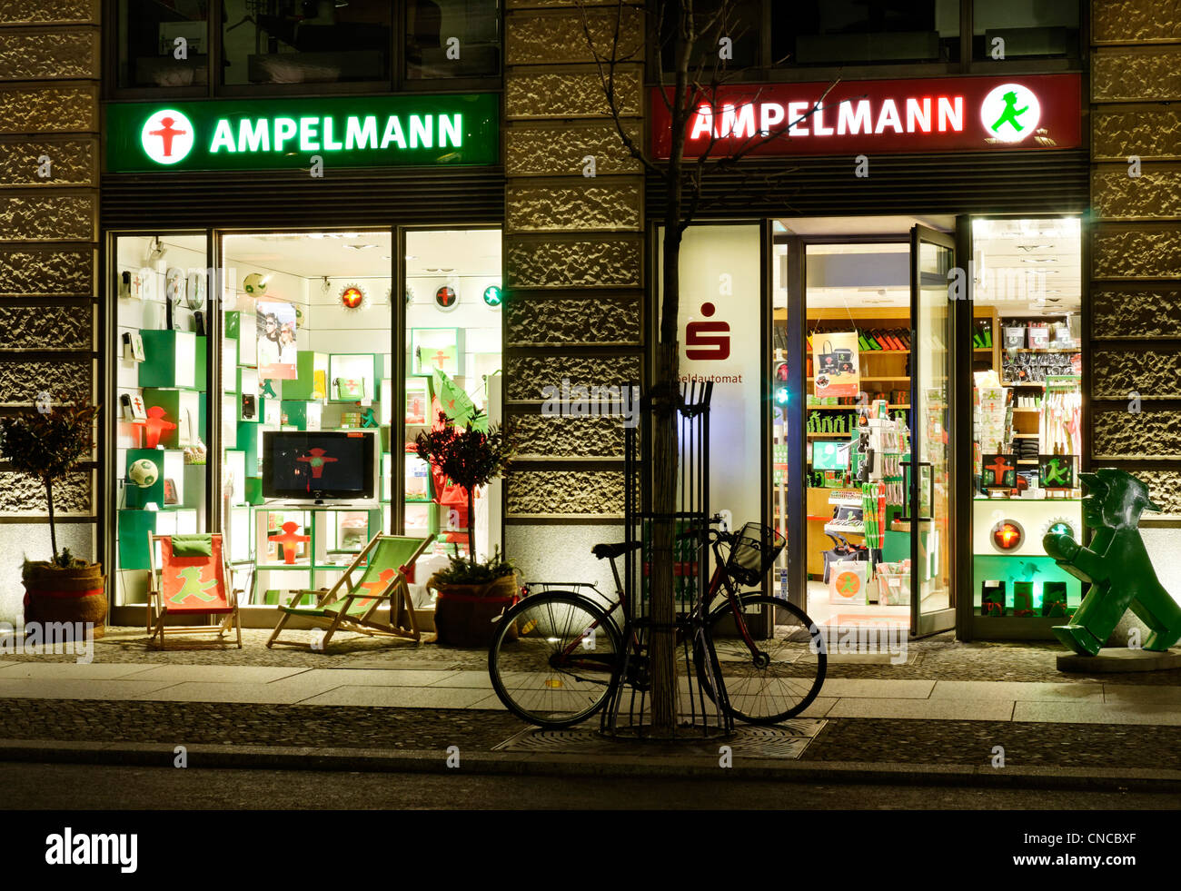 An Ampelmann shop in Berlin at night Stock Photo - Alamy