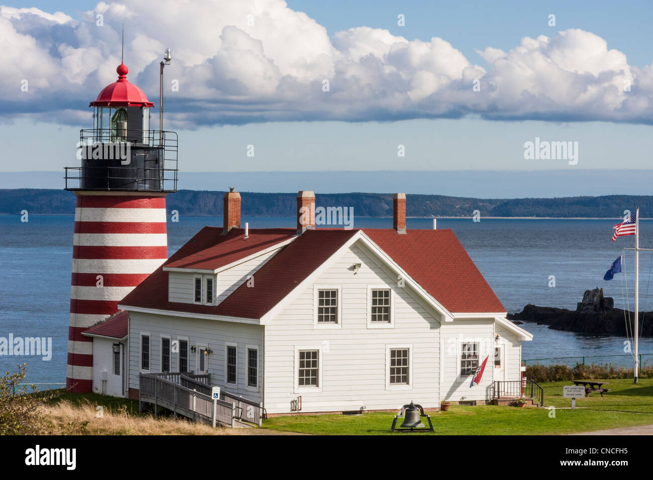 West Quoddy Head Lighthouse at Lubec, Maine, built in 1808 (and ...