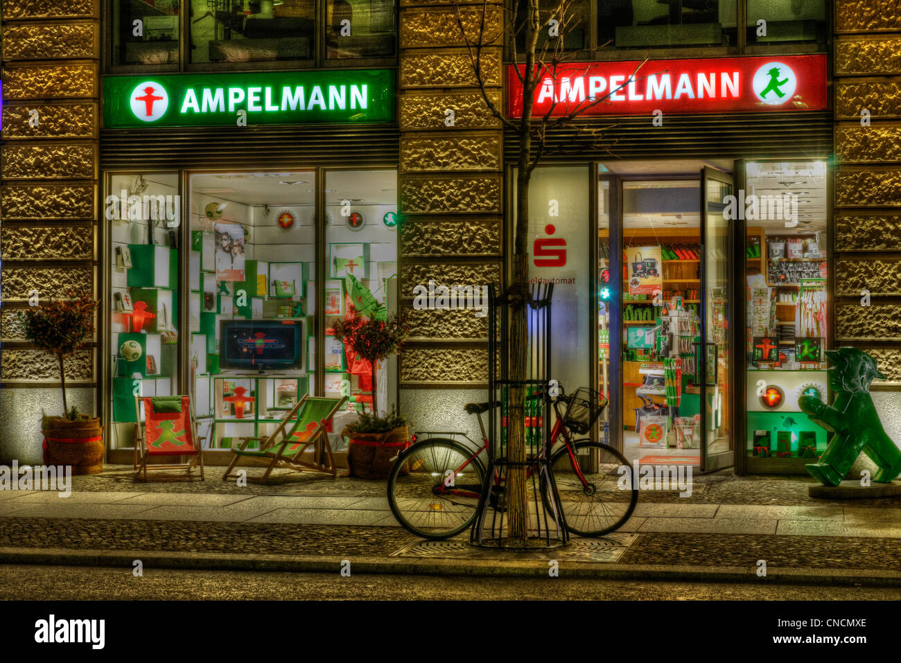 An Ampelmann shop in Berlin at night Stock Photo - Alamy