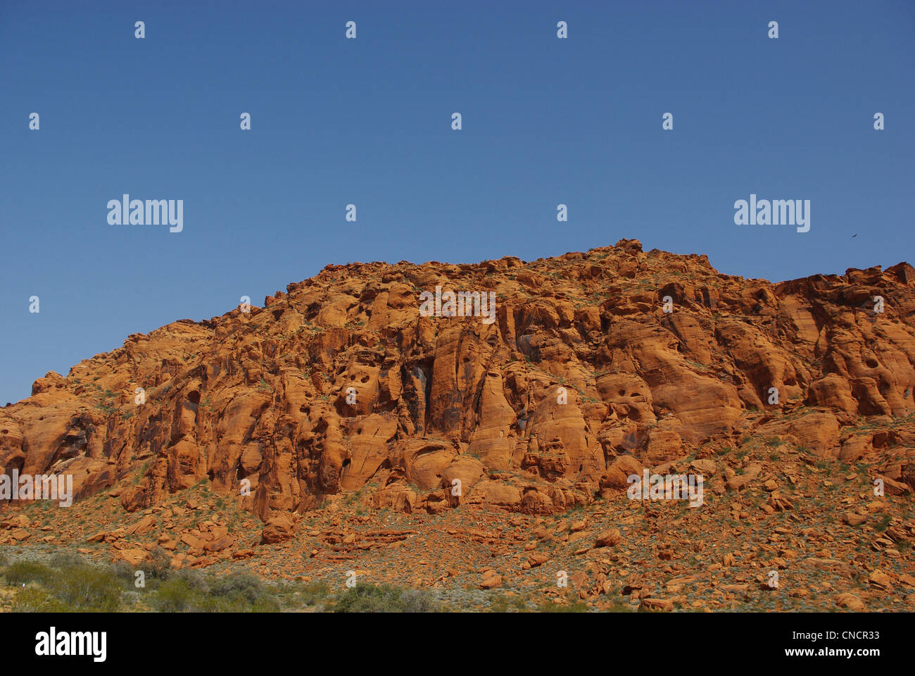 Orange and bizarre rock wall and formations, Snow Canyon, Utah Stock ...