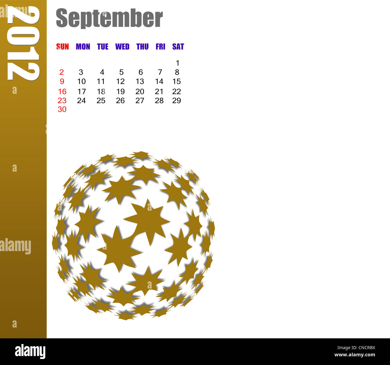 September of 2012 calendar Stock Photo - Alamy