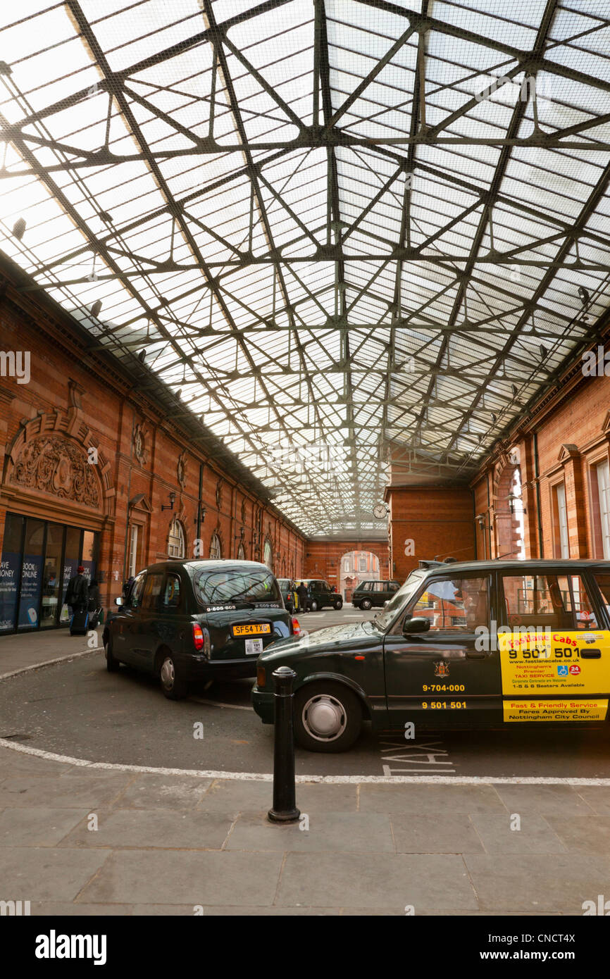 The original glass roof above taxis waiting at Nottingham Railway ...