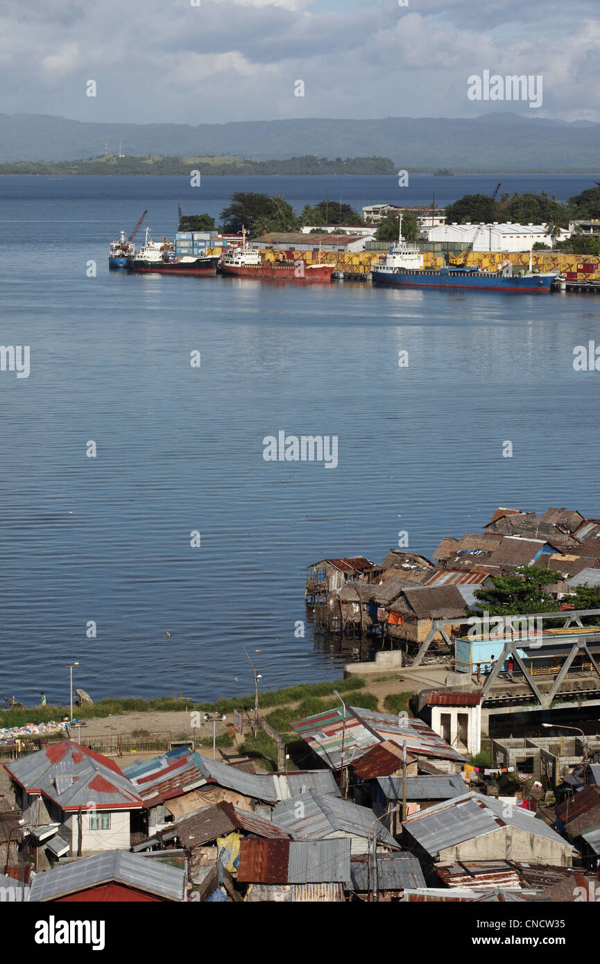 Port and poverty line housing. Tacloban, Leyte Island, Leyte, Eastern ...