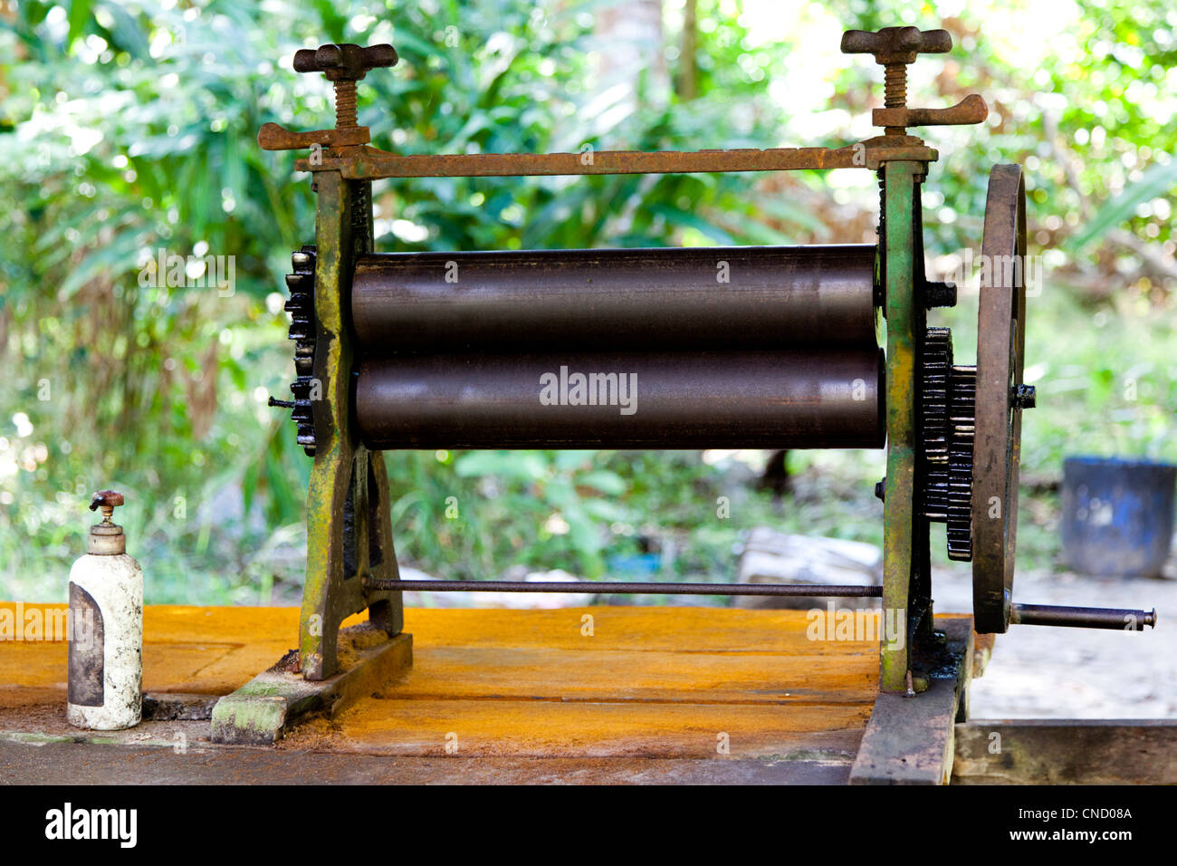 A mangle machine for rubber sheets to wring (Ko Phetra maritime ...