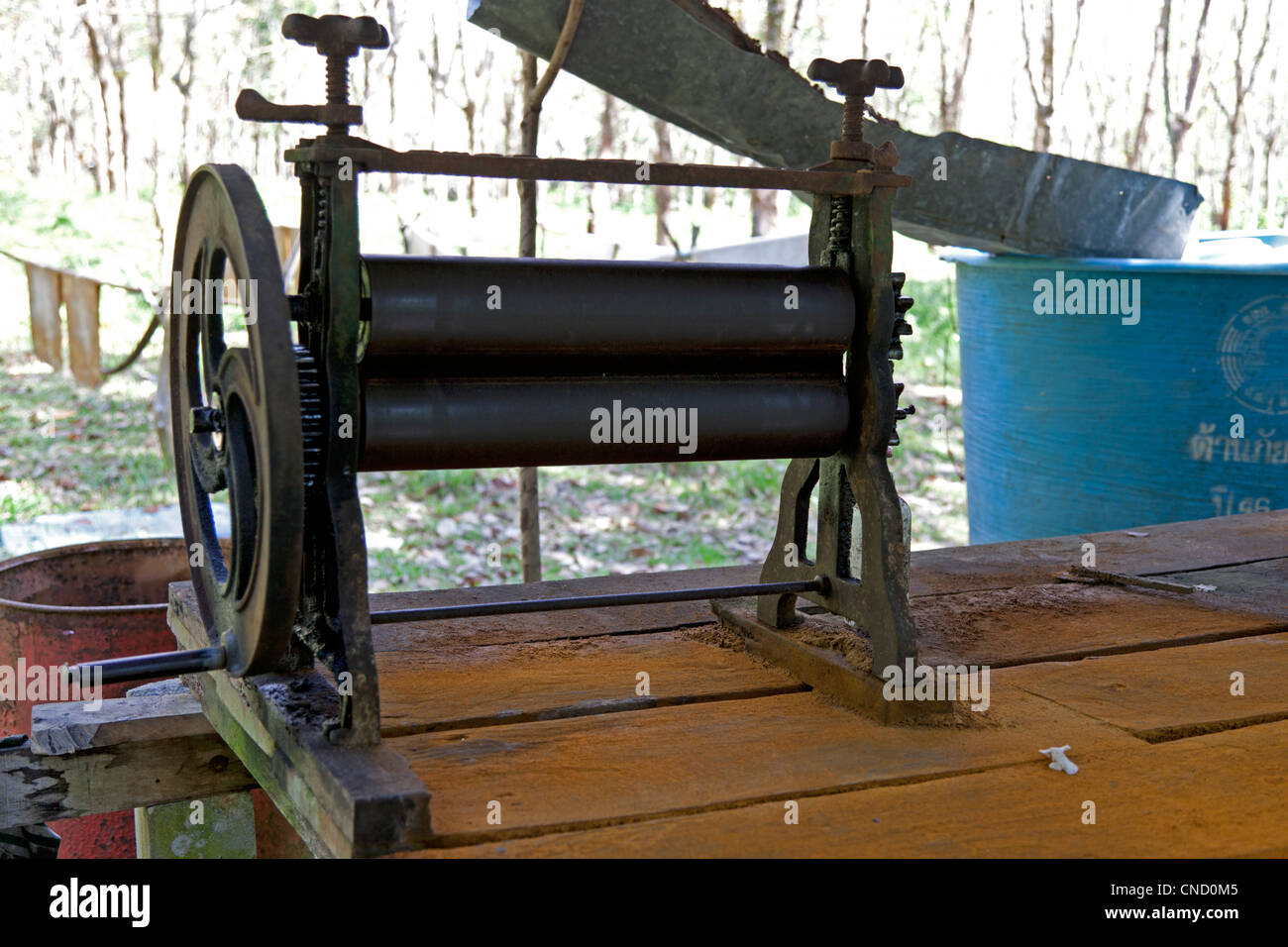 A mangle machine for rubber sheets to wring (Ko Phetra maritime ...