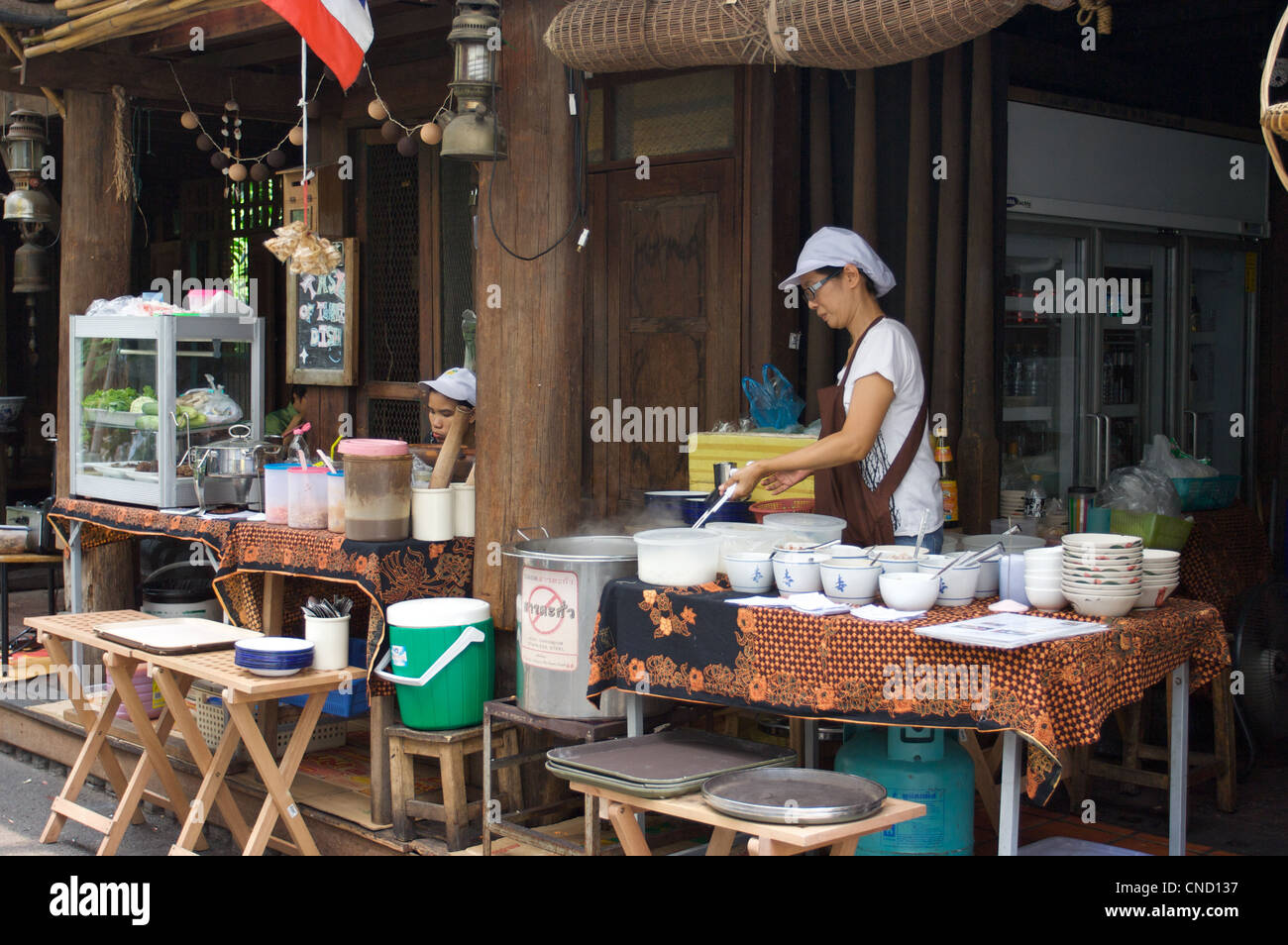 Thai noodle soup stall Stock Photo - Alamy