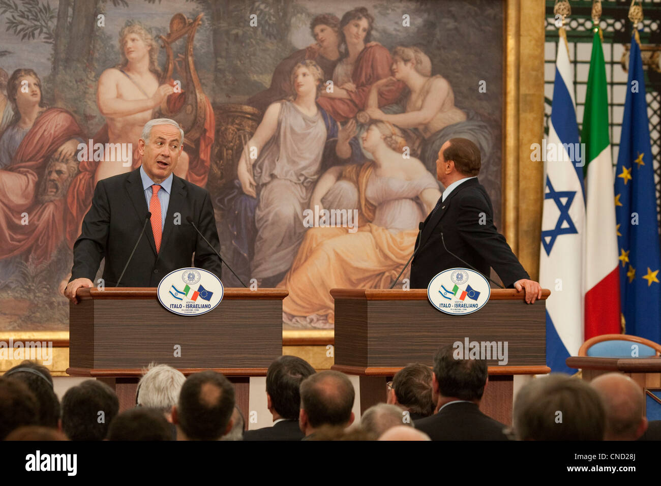 Italian Prime Minister Silvio Berlusconi looks at the 'That's a bunga ...