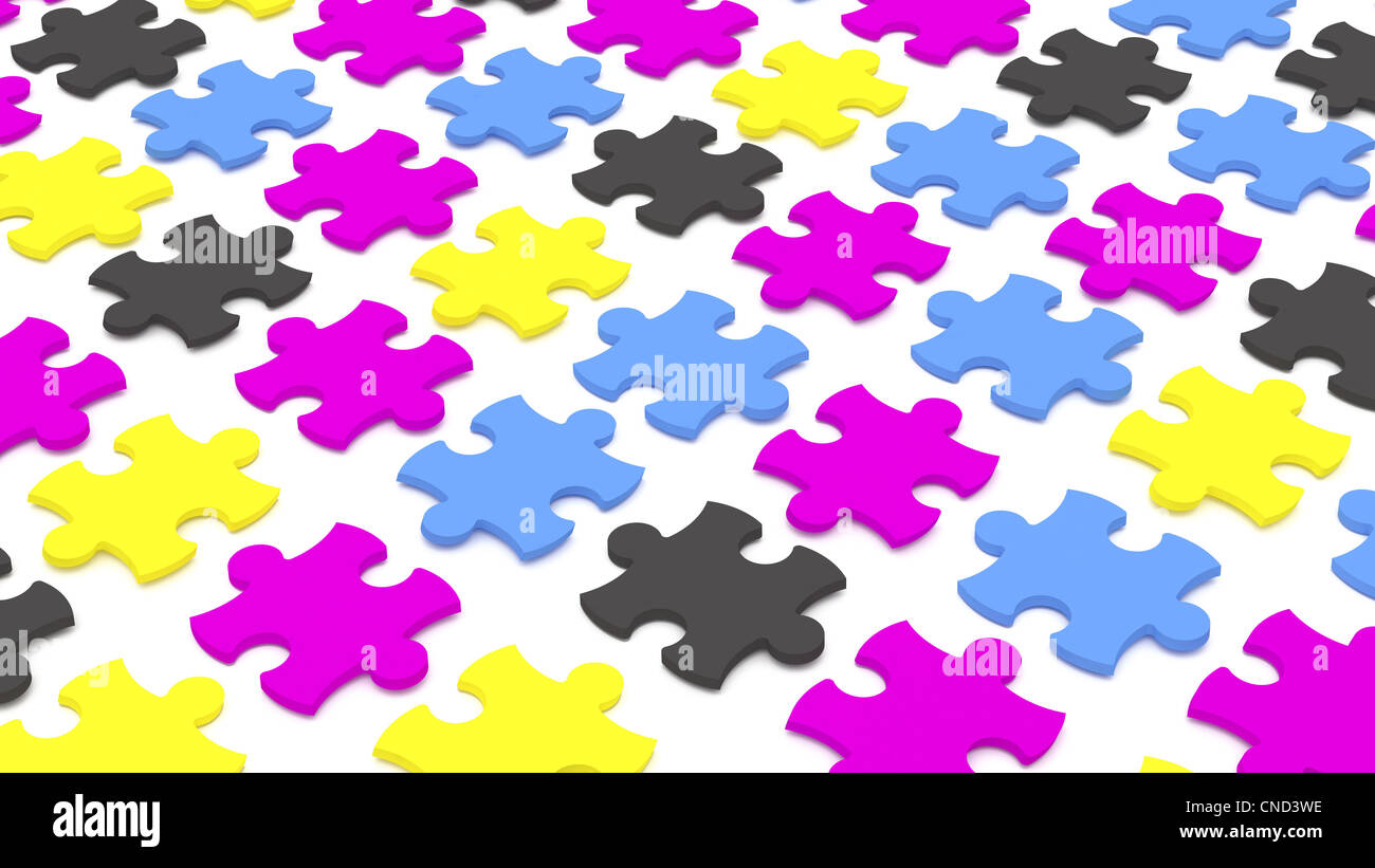 cmyk jigsaw puzzle pieces Stock Photo - Alamy