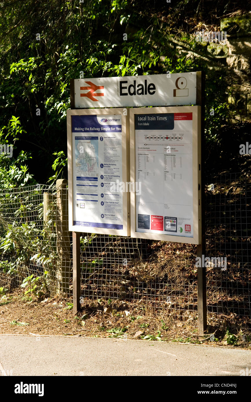 Information board at Edale railway station in the Peak District ...