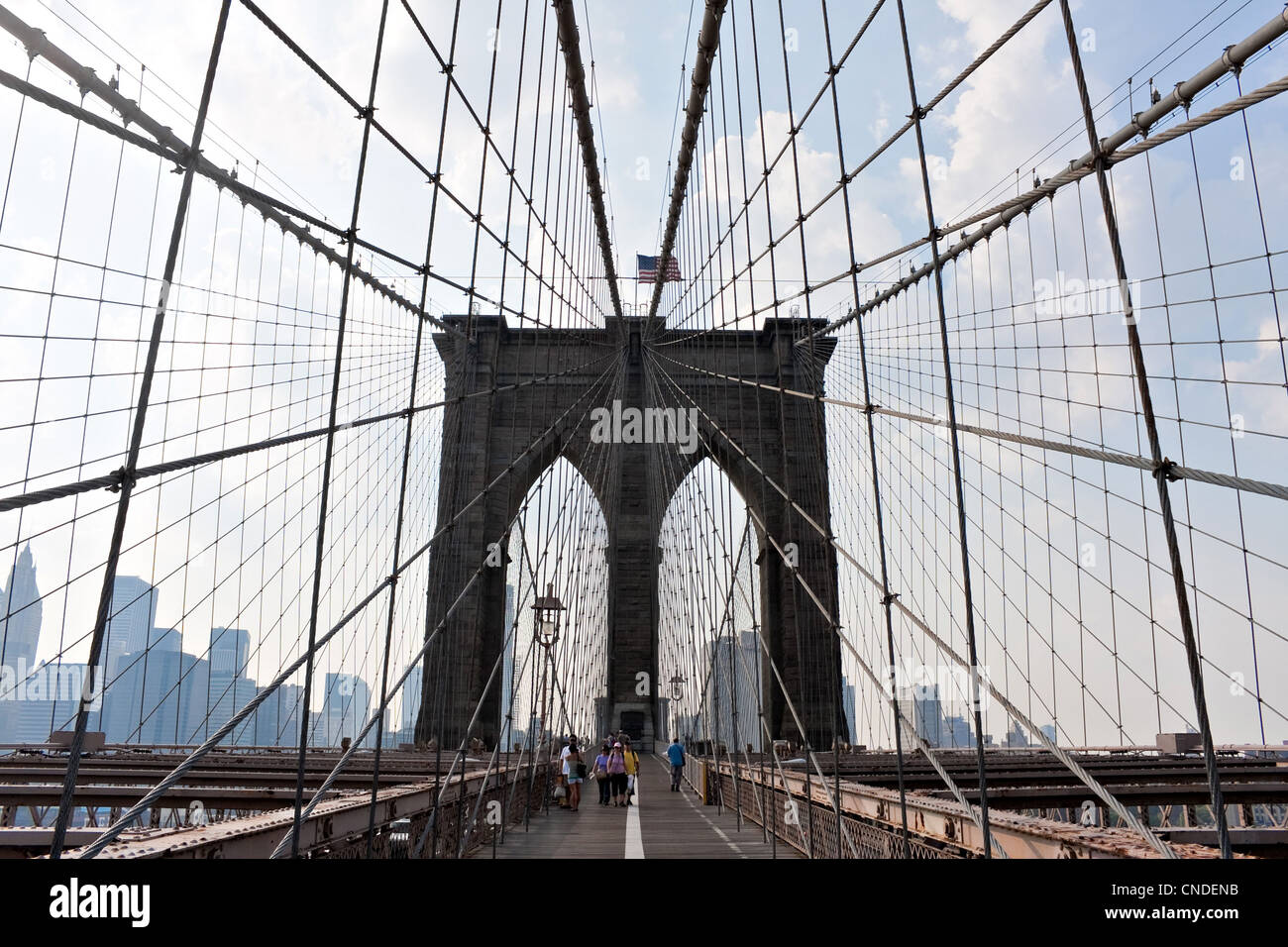 The famous and historic Brooklyn Bridge located in New York City Stock ...