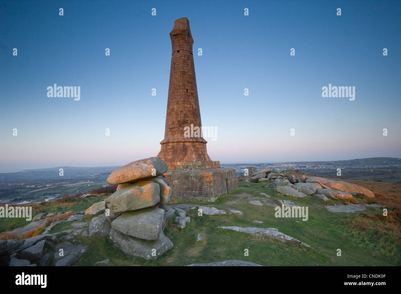 Basset Monument at Carn Brea, Cornwall Stock Photo - Alamy