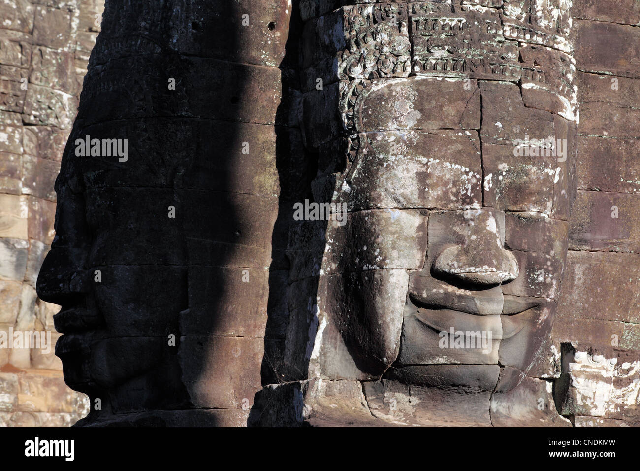 Face tower in the Bayon of Angkor Thom. Angkor, Siem Reap, Cambodia ...