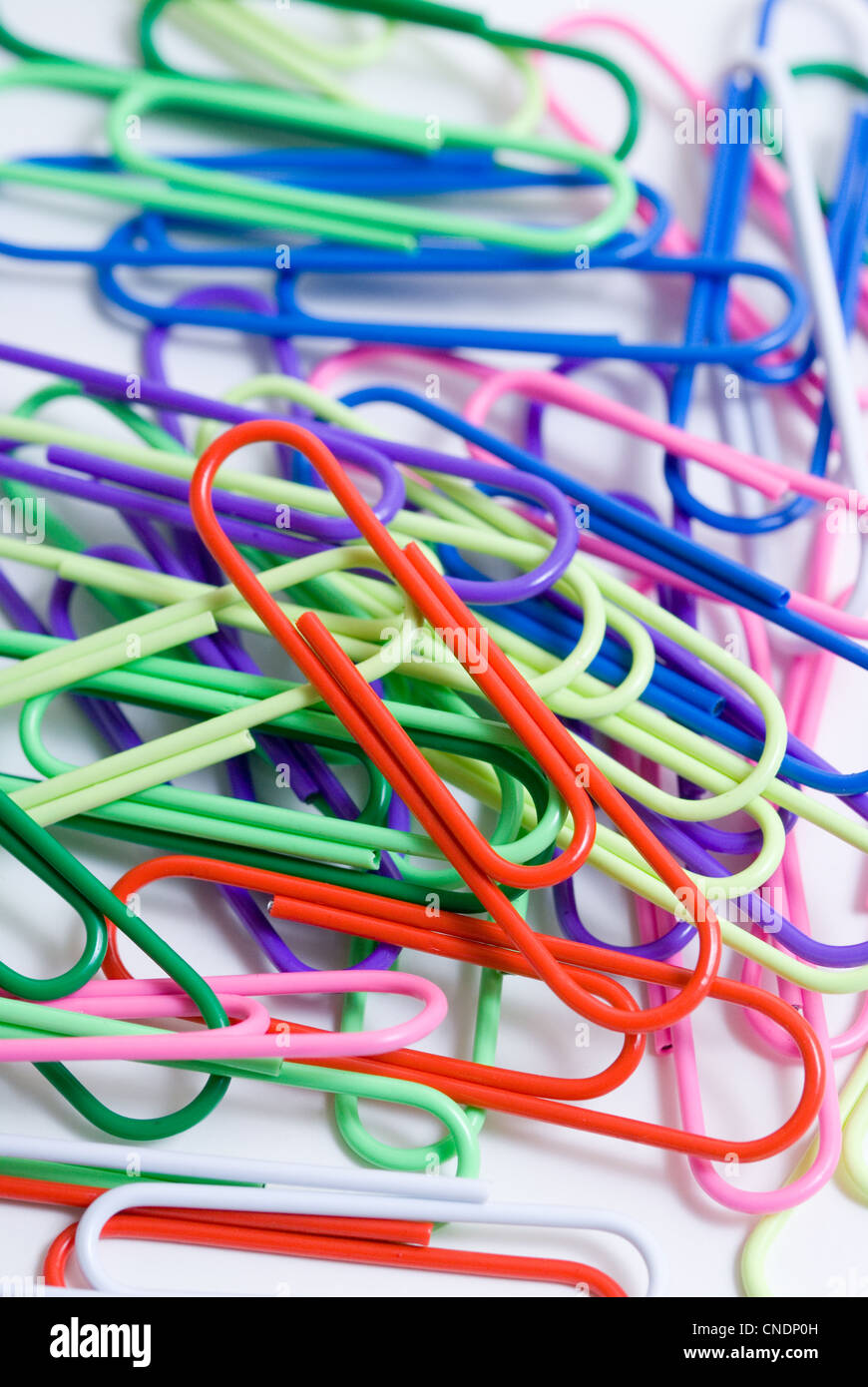 Close up of colourful paper-clips Stock Photo - Alamy