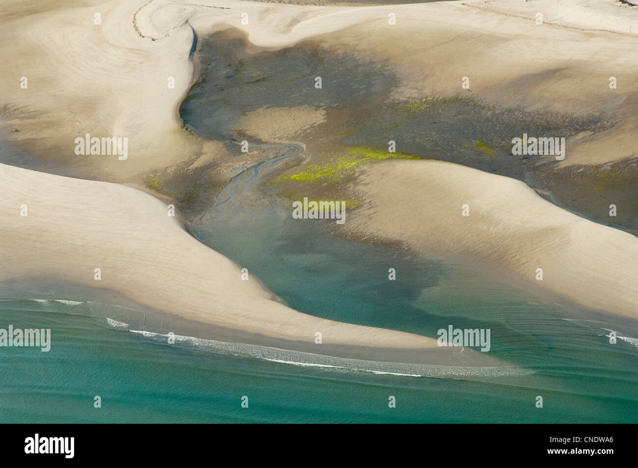 River flowing into the sea, aerial view, Pwani Region, Tanzania Stock ...