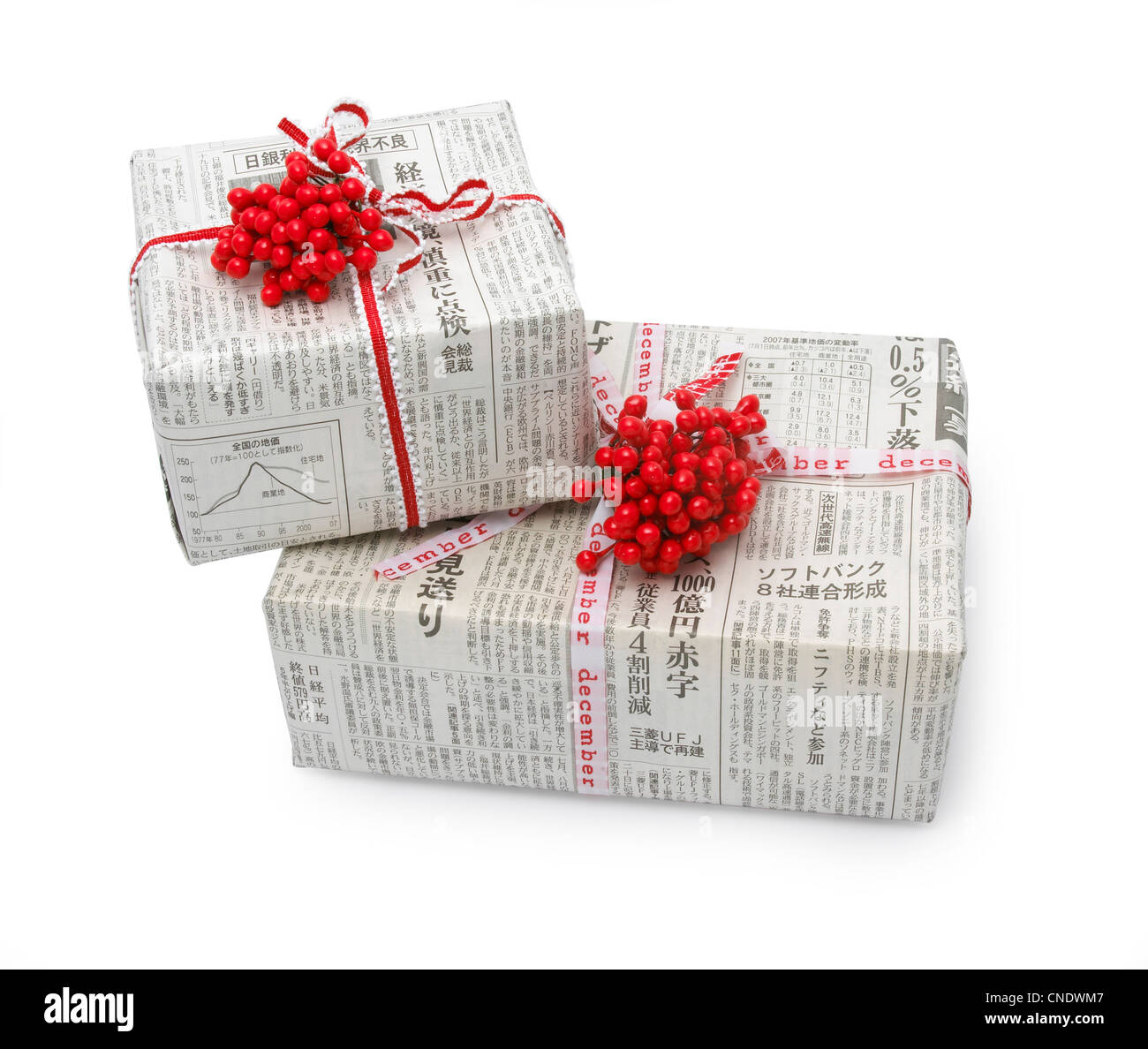 Two birthday christmas presents Cut Out Stock Images & Pictures - Alamy