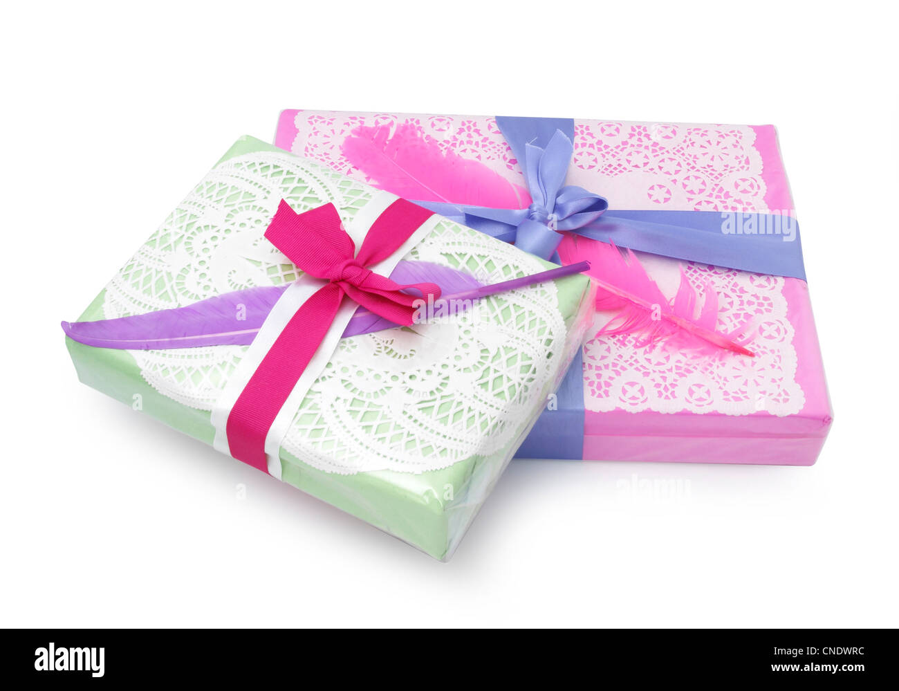 Two Gift wrapped presents Stock Photo - Alamy