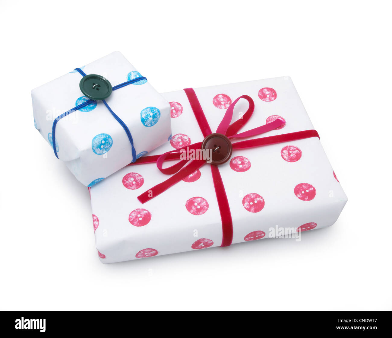 Two birthday christmas presents Cut Out Stock Images & Pictures - Alamy