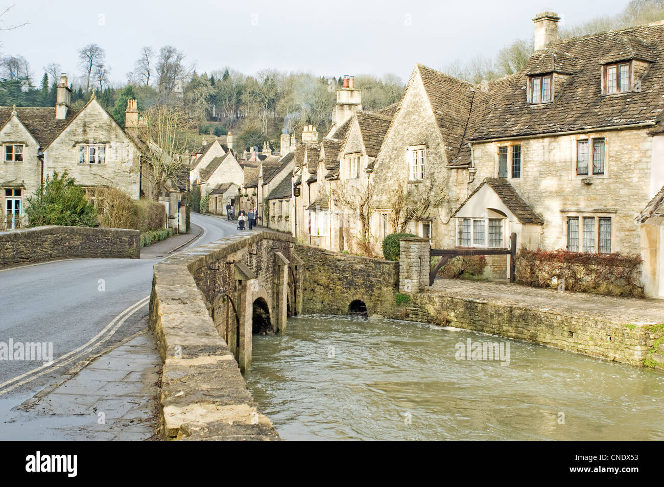 A view up the high street of Castle Combe Stock Photo - Alamy