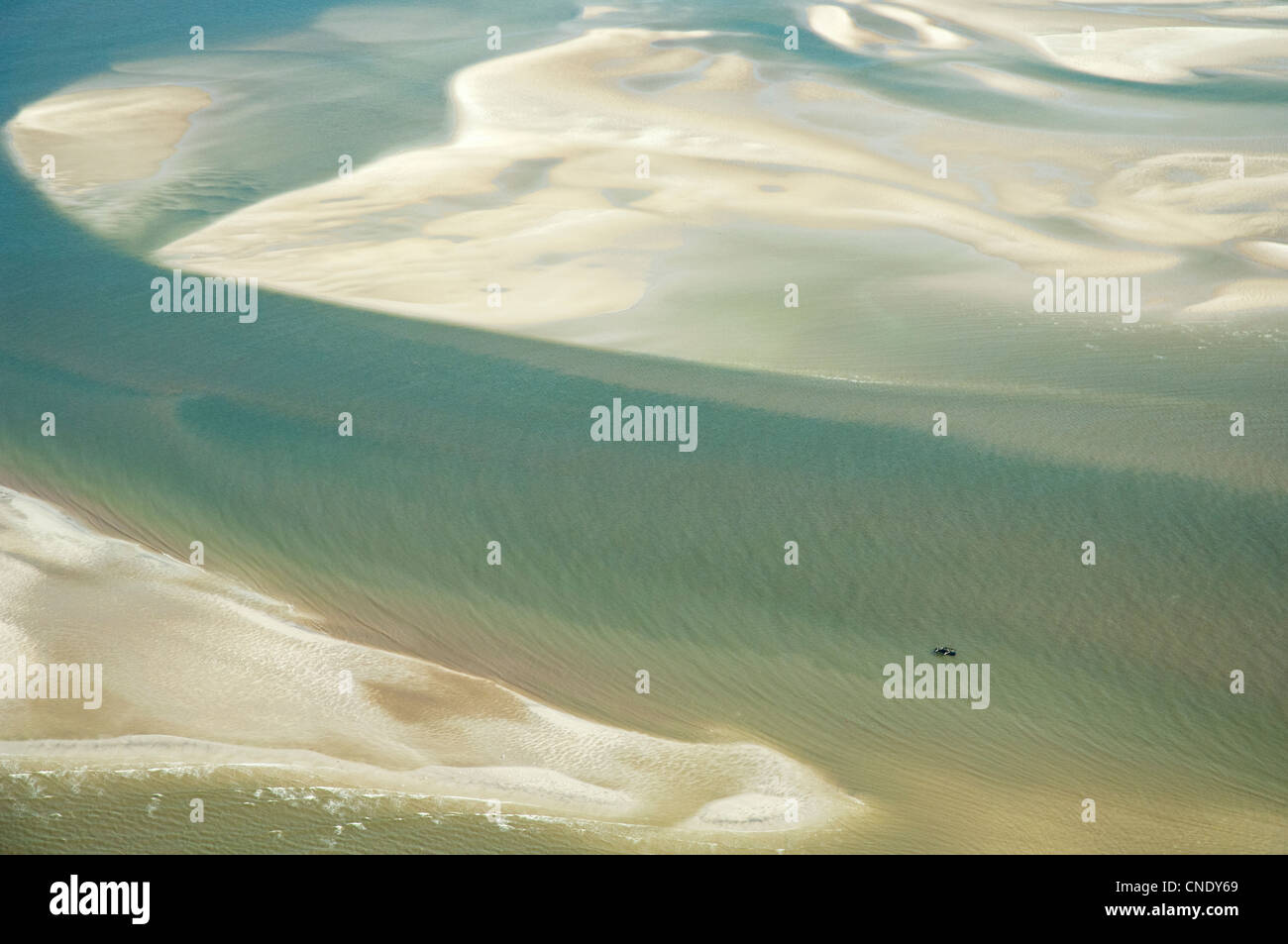 River flowing into the sea, aerial view, Pwani Region, Tanzania Stock ...