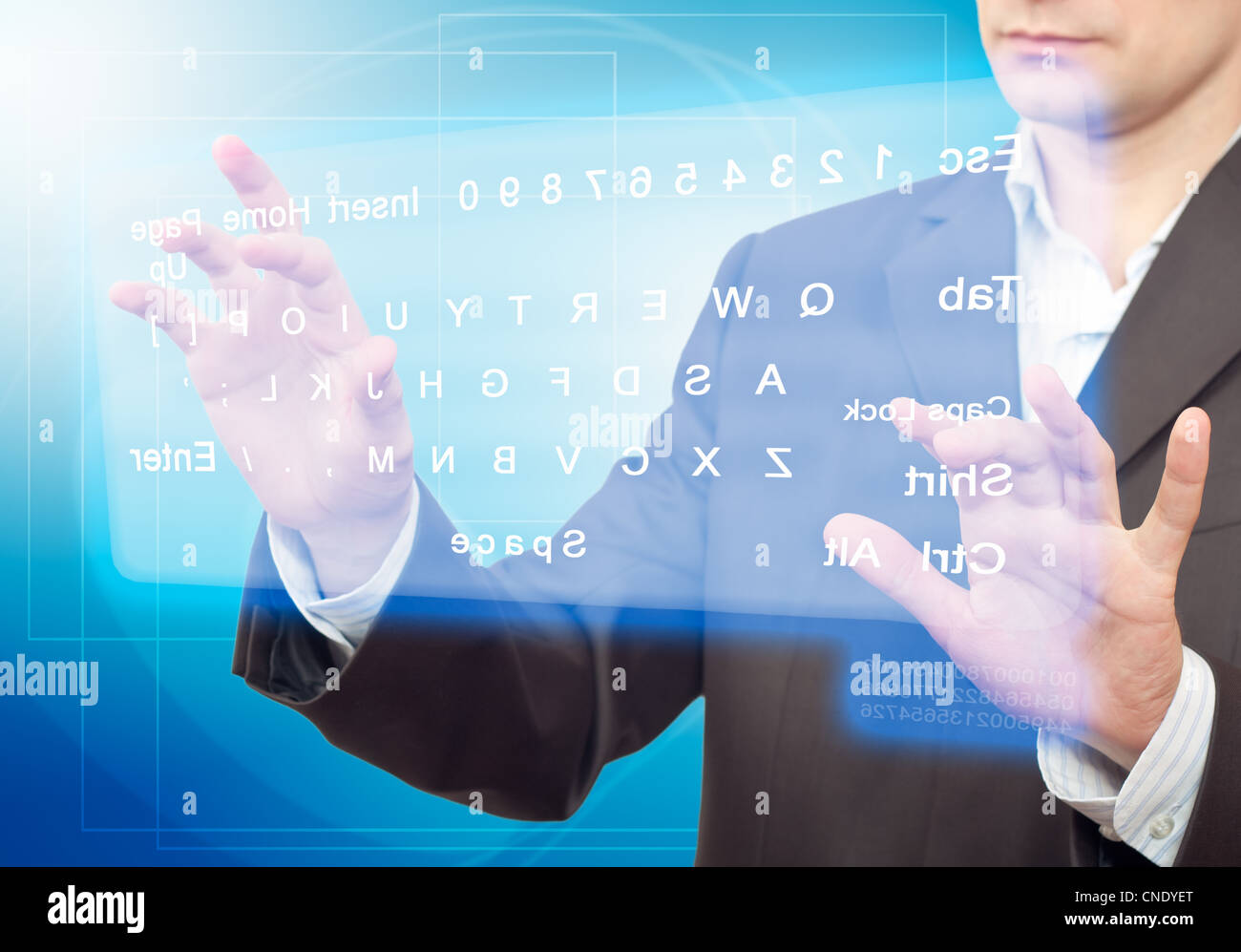 Hands pushing a button on a touch screen Stock Photo - Alamy