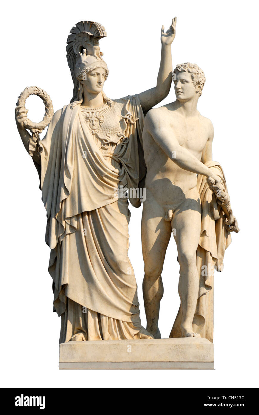 Berlin, Germany. Statue on Schlossbrucke (bridge) Pallas leads the ...