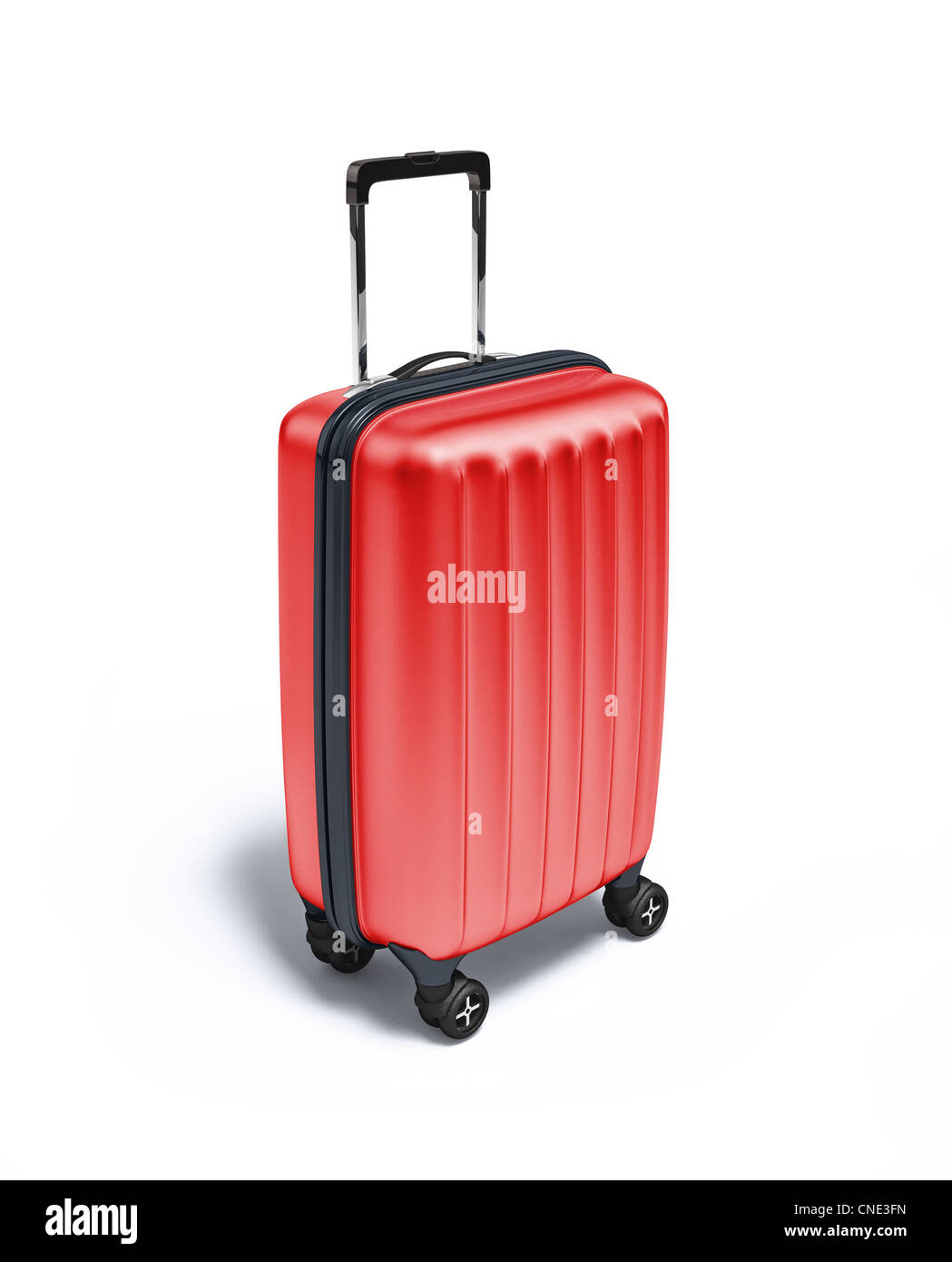 Red Travel suitcase on wheels, on white background. With clipping path ...