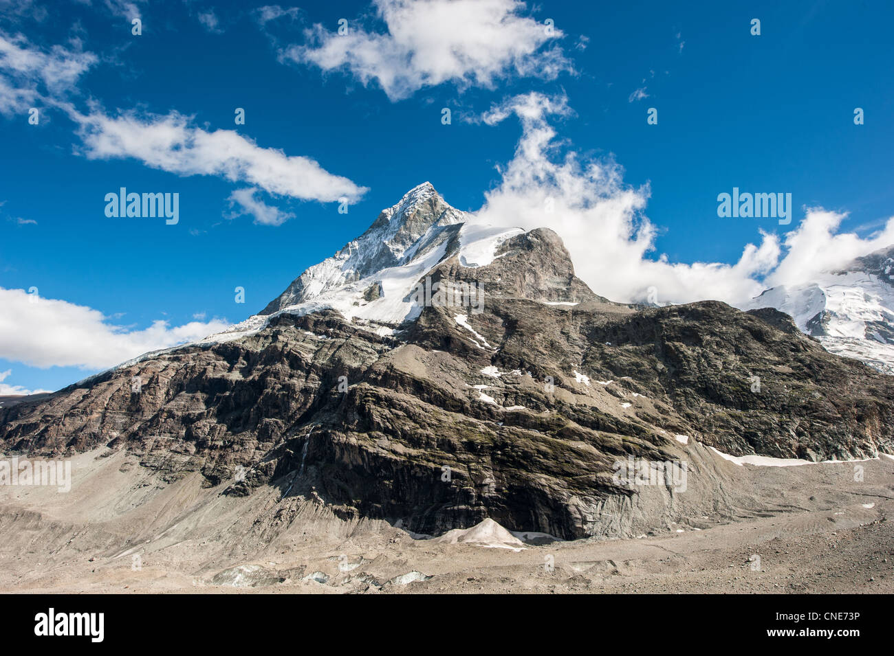 Back side of Matterhorn mountain peak, view from Schoenbiel, Zermatt ...