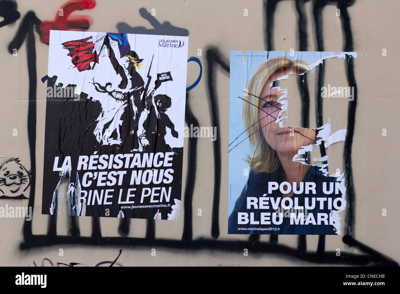 Marine Le Pen Front National French Election Posters In Paris April