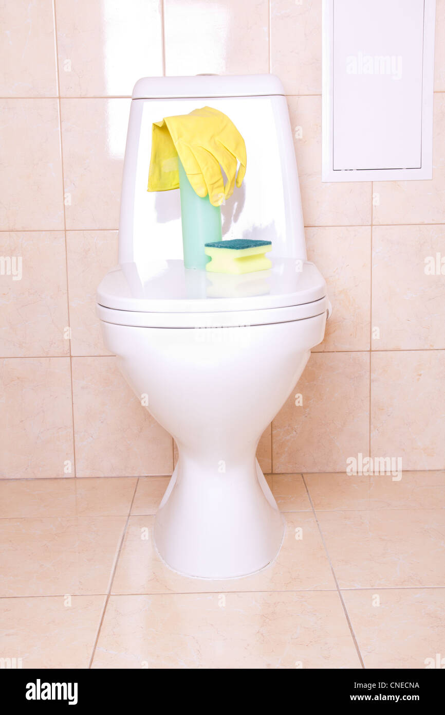 Sanitary tools for clean toilet Stock Photo - Alamy