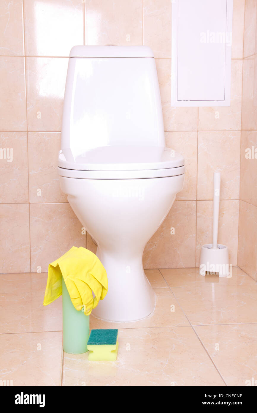Sanitary tools for clean toilet Stock Photo - Alamy