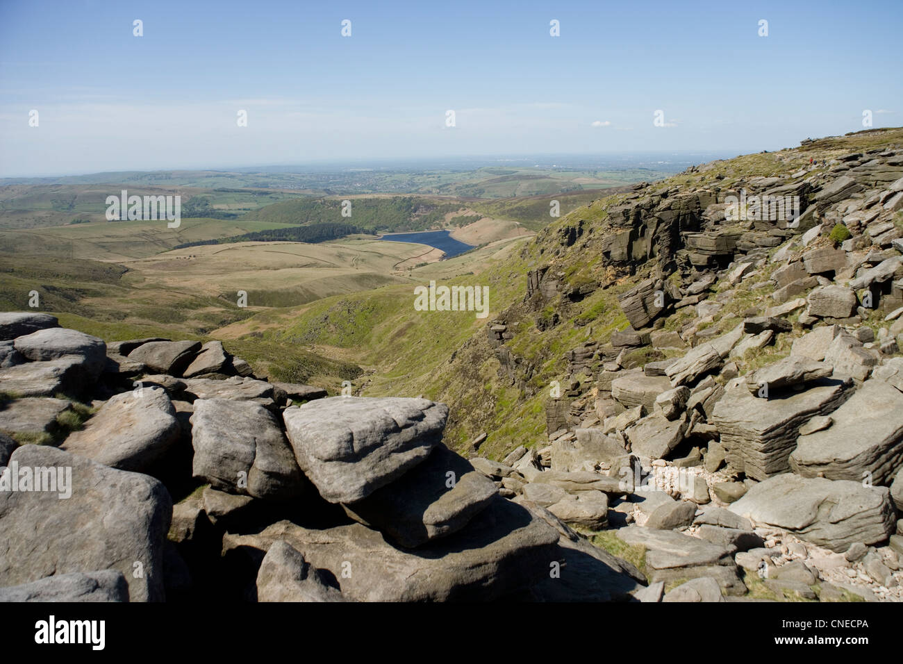 Kinder Downfall from the edge off Kinder Scout looking to Hayfield ...