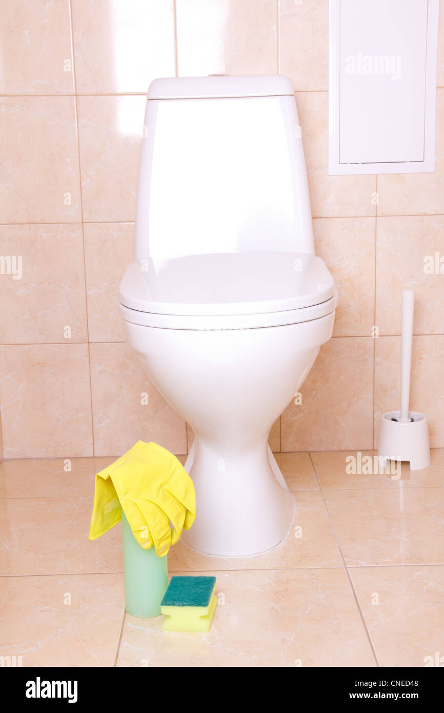 Sanitary tools for clean toilet Stock Photo - Alamy