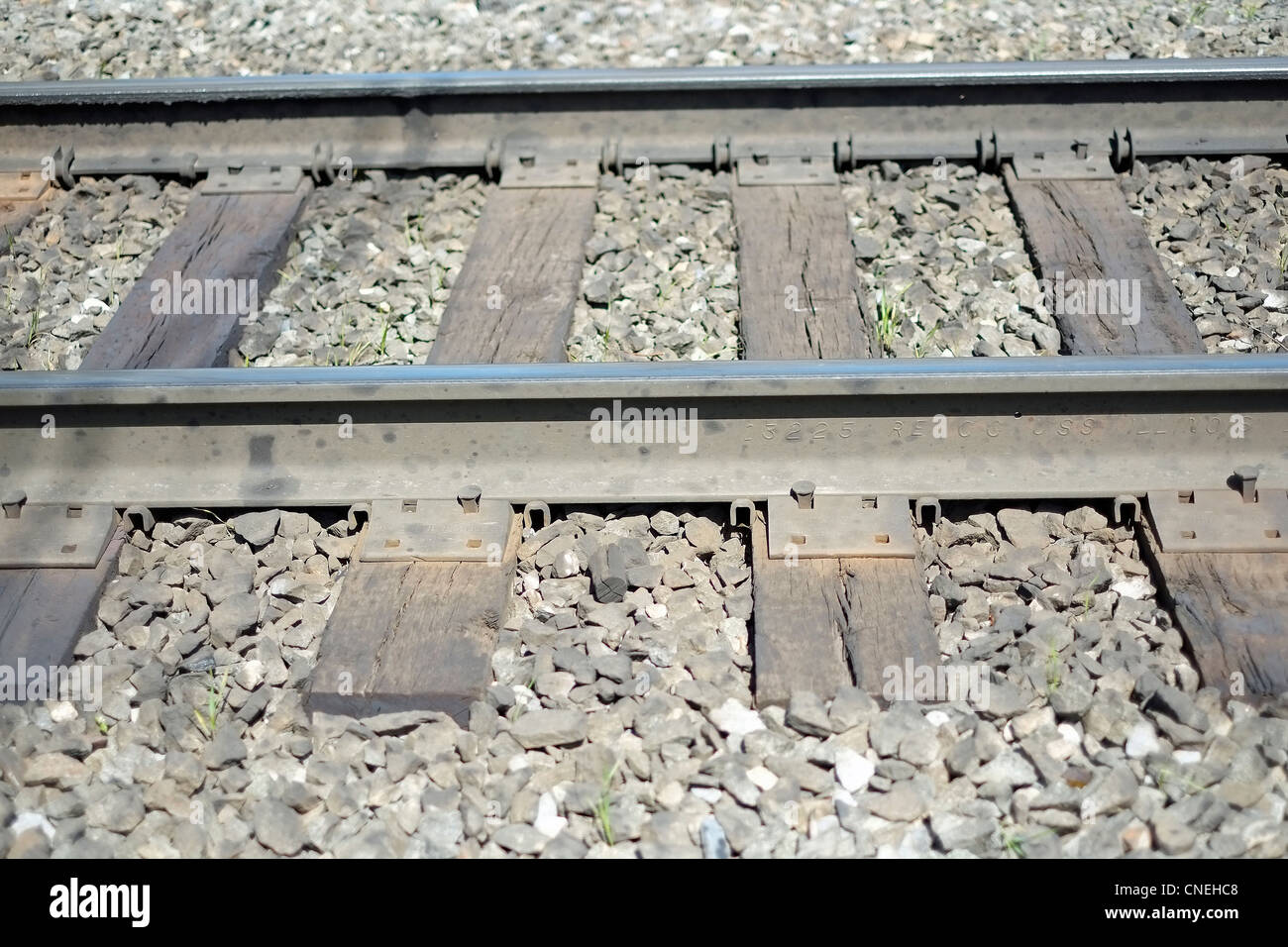 Railroad track and ties Stock Photo - Alamy