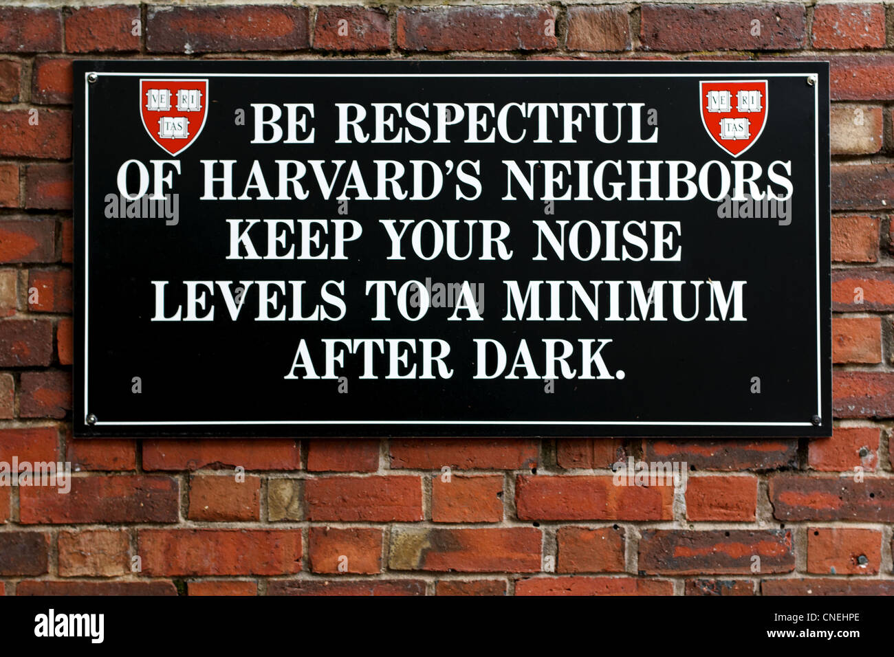 Sign asking Harvard University students to be respectful to their ...