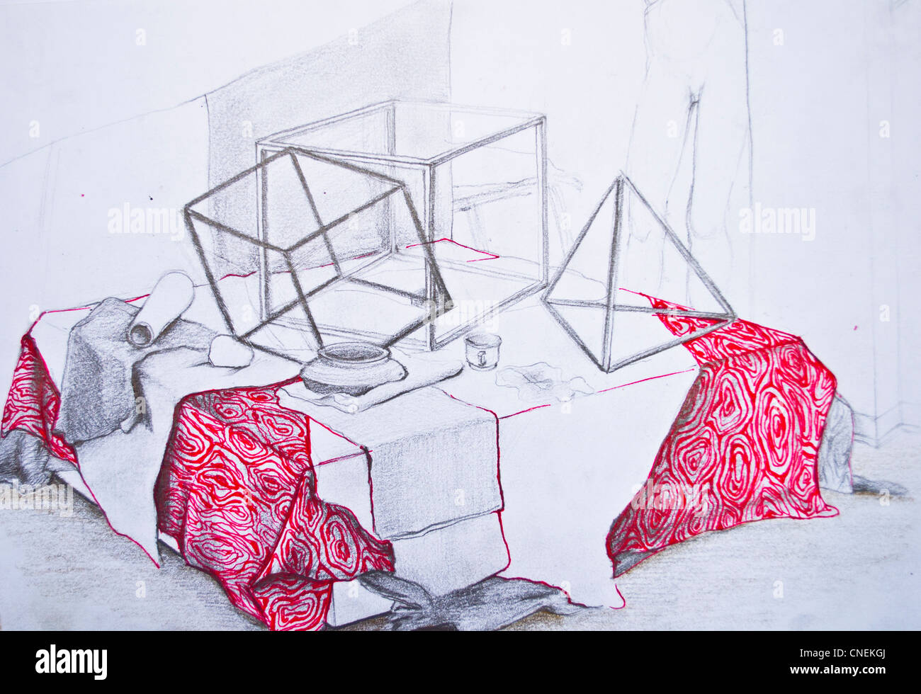 Abstract sketch of objects in one tone Stock Photo - Alamy