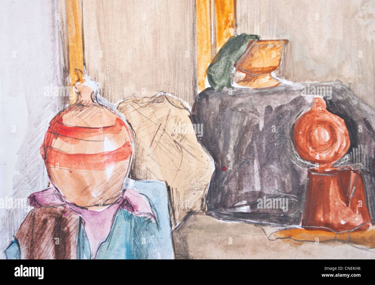 Colorful watercolor painted background with red lines Stock Photo - Alamy