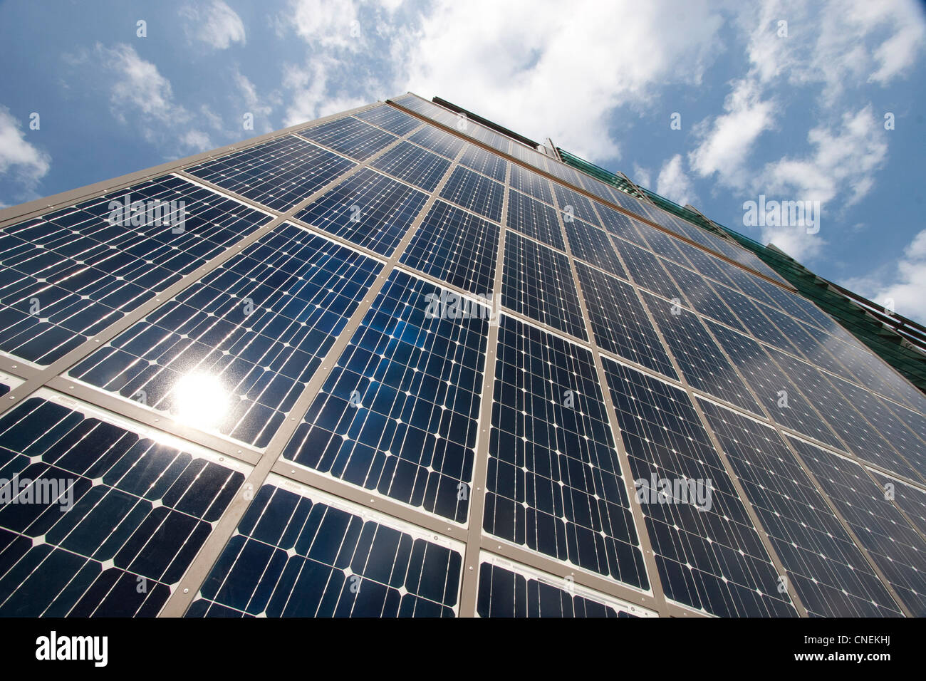 Solar PV panels on side of buiding in Edinburgh Stock Photo - Alamy