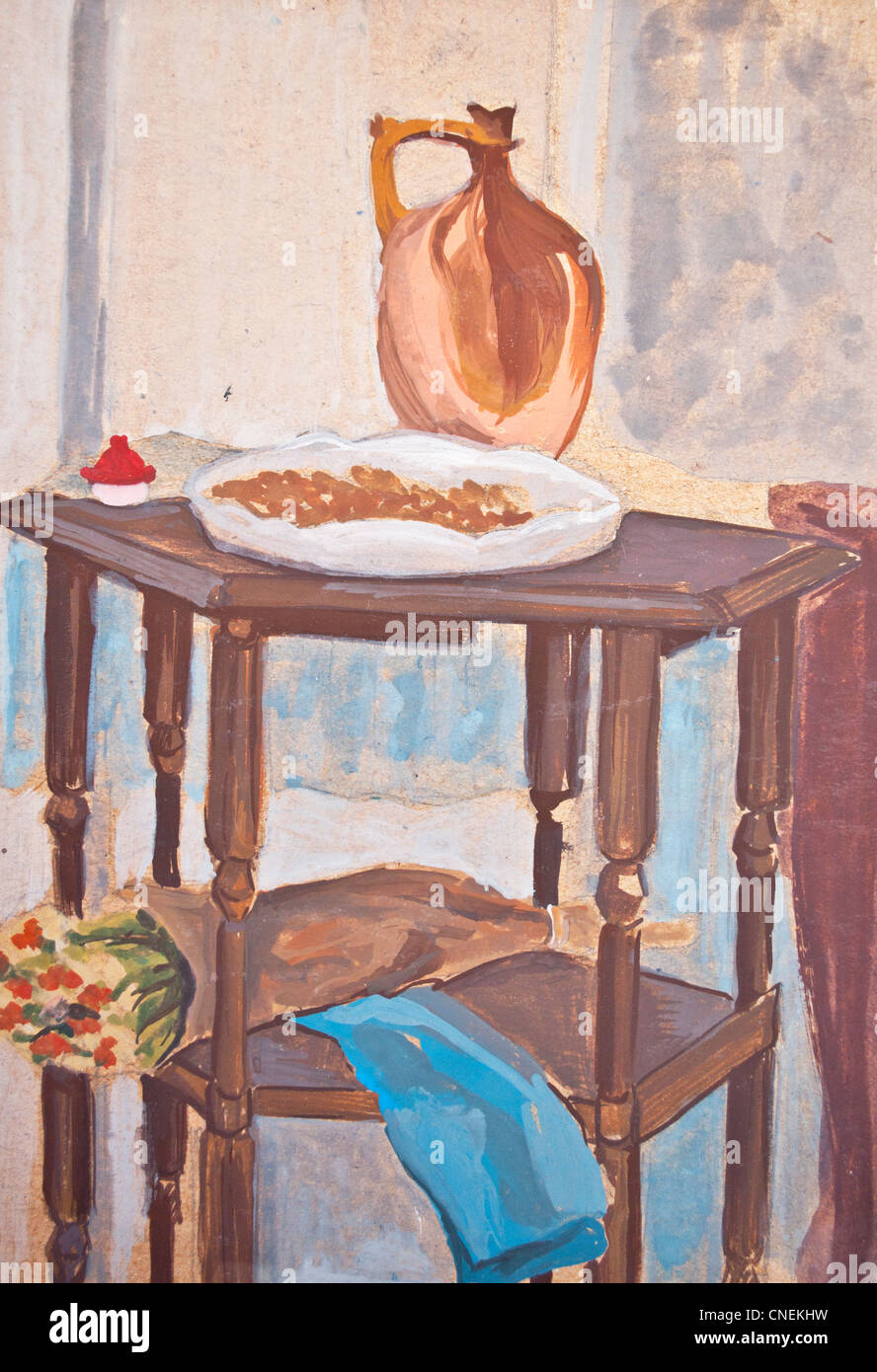 Colorful watercolor still life painting Stock Photo - Alamy