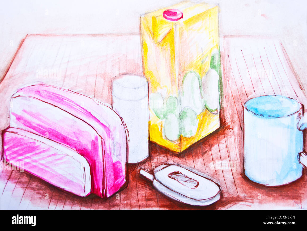 Breakfast seamless background drawing Stock Photo - Alamy