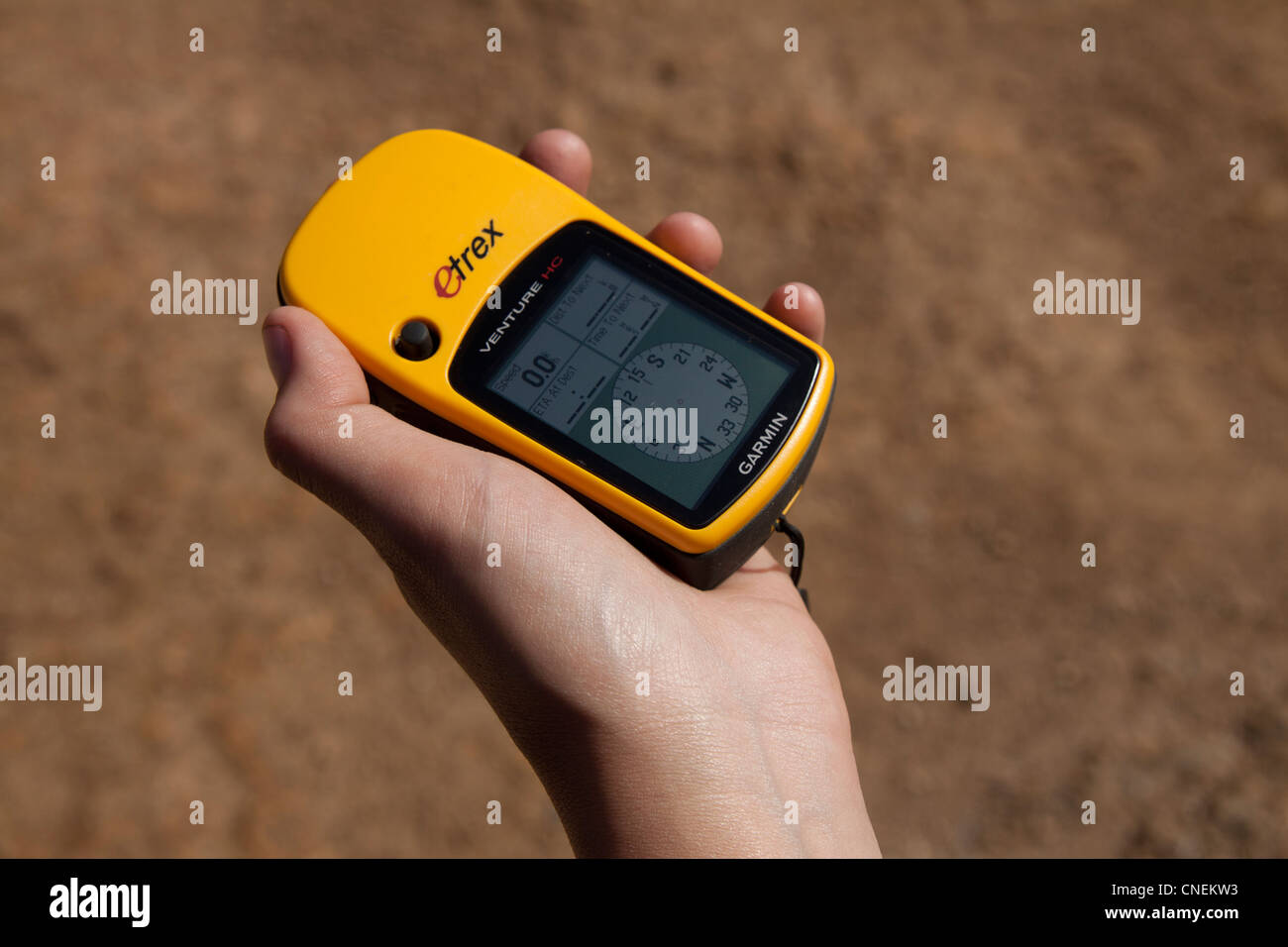 A geologist using a Garmin GPS system Stock Photo - Alamy